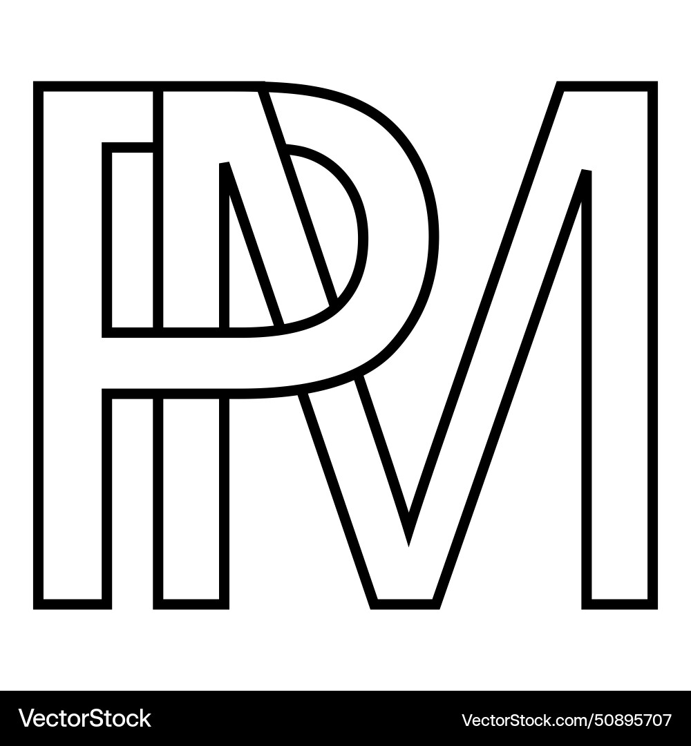 Logo sign pm mp icon double letters logotype p m Vector Image