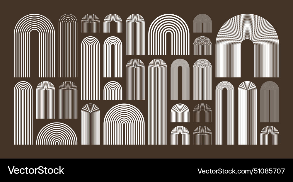 Mid century arch elements modern geometric shapes Vector Image
