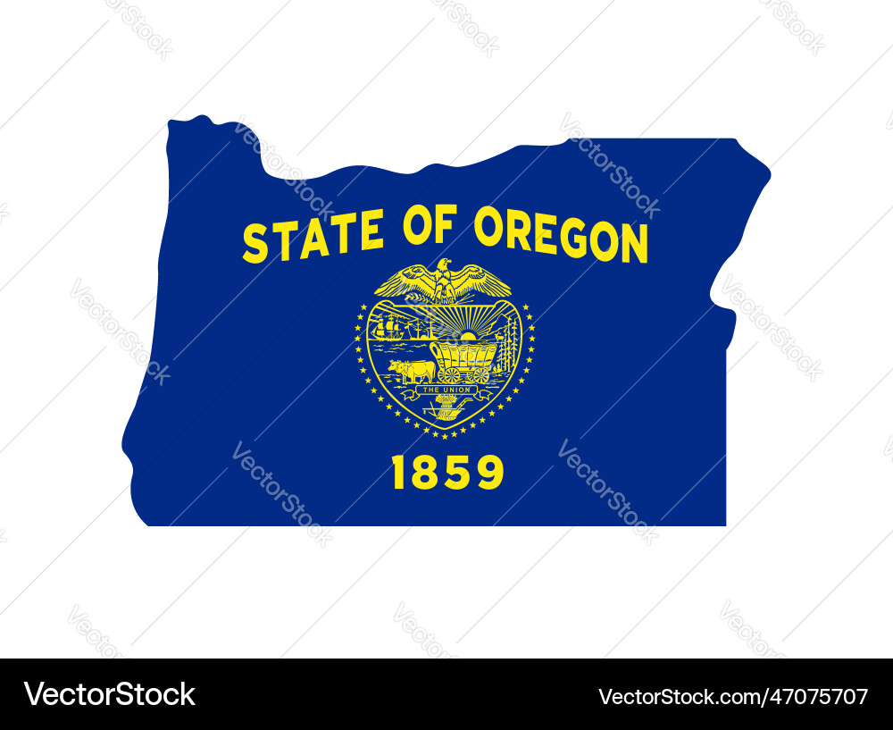 Oregon or state flag in map shape Royalty Free Vector Image