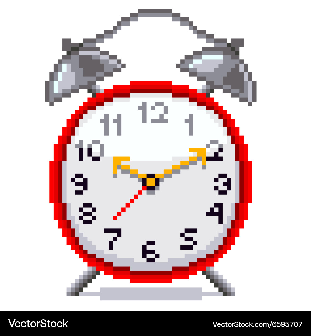 Pixel retro alarm clock isolated Royalty Free Vector Image