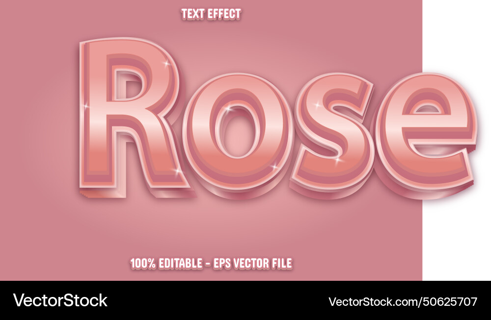 Rose editable text effect 3d emboss gradient Vector Image