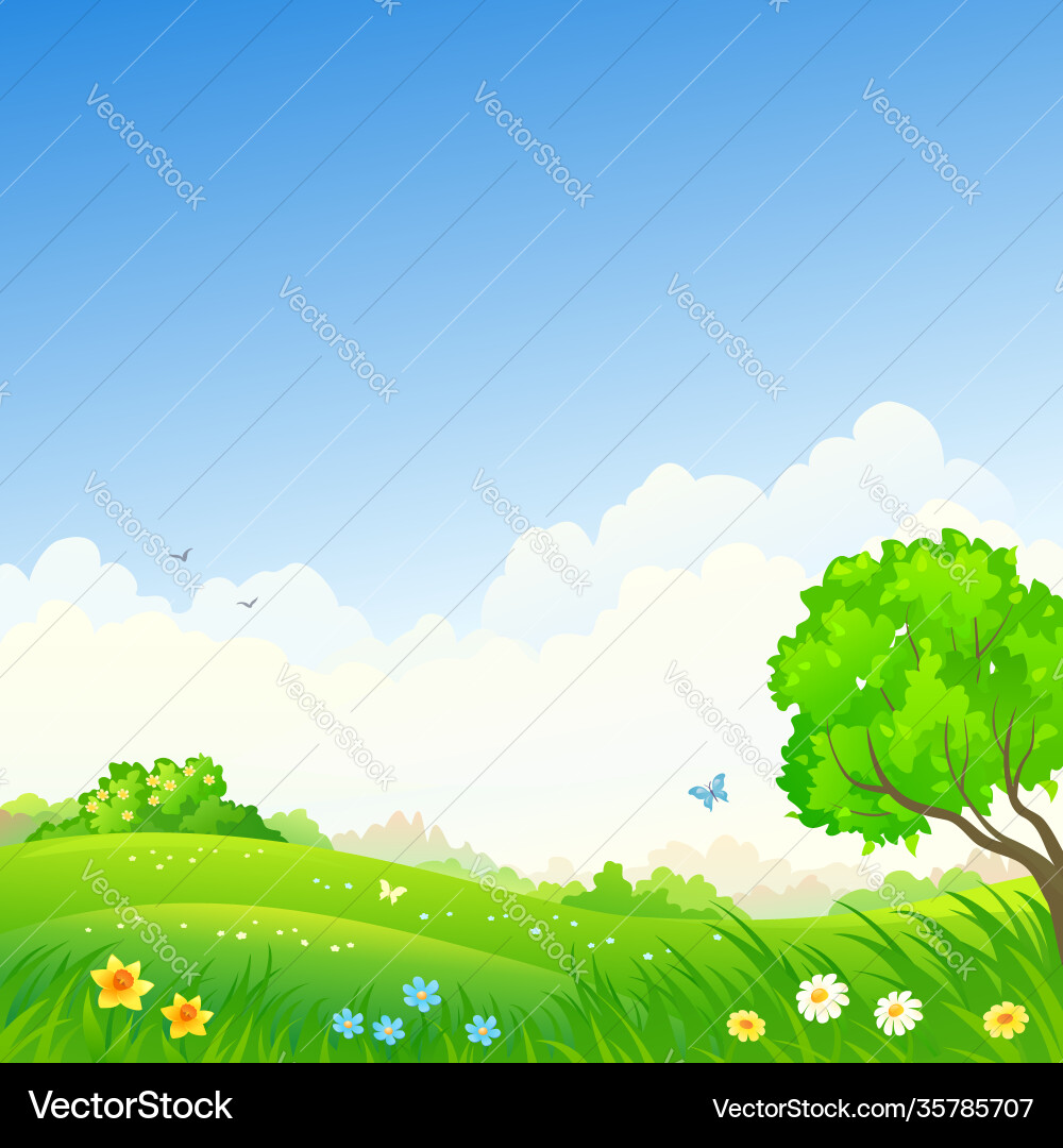 Spring square landscape Royalty Free Vector Image