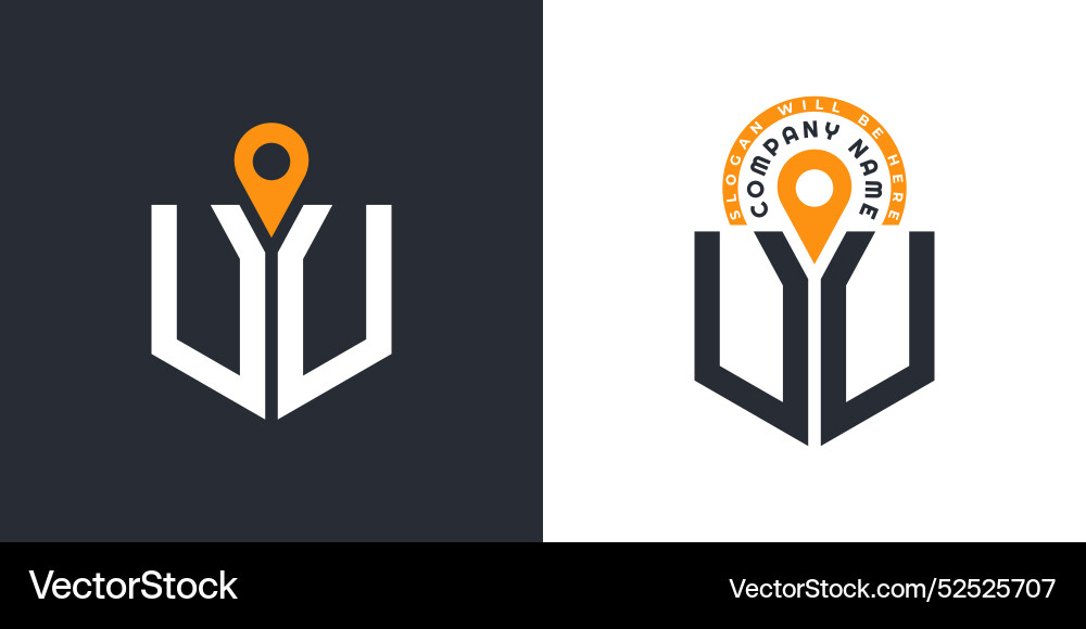Uu location logo bundle letter dual icons Vector Image