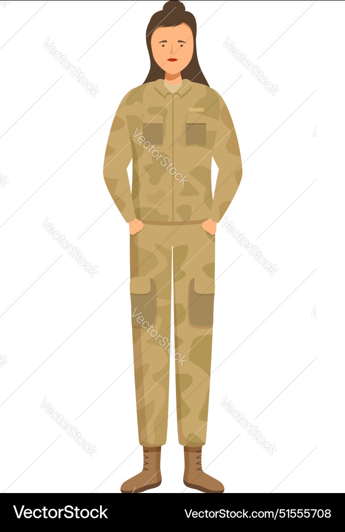 Confident female soldier standing with hands Vector Image
