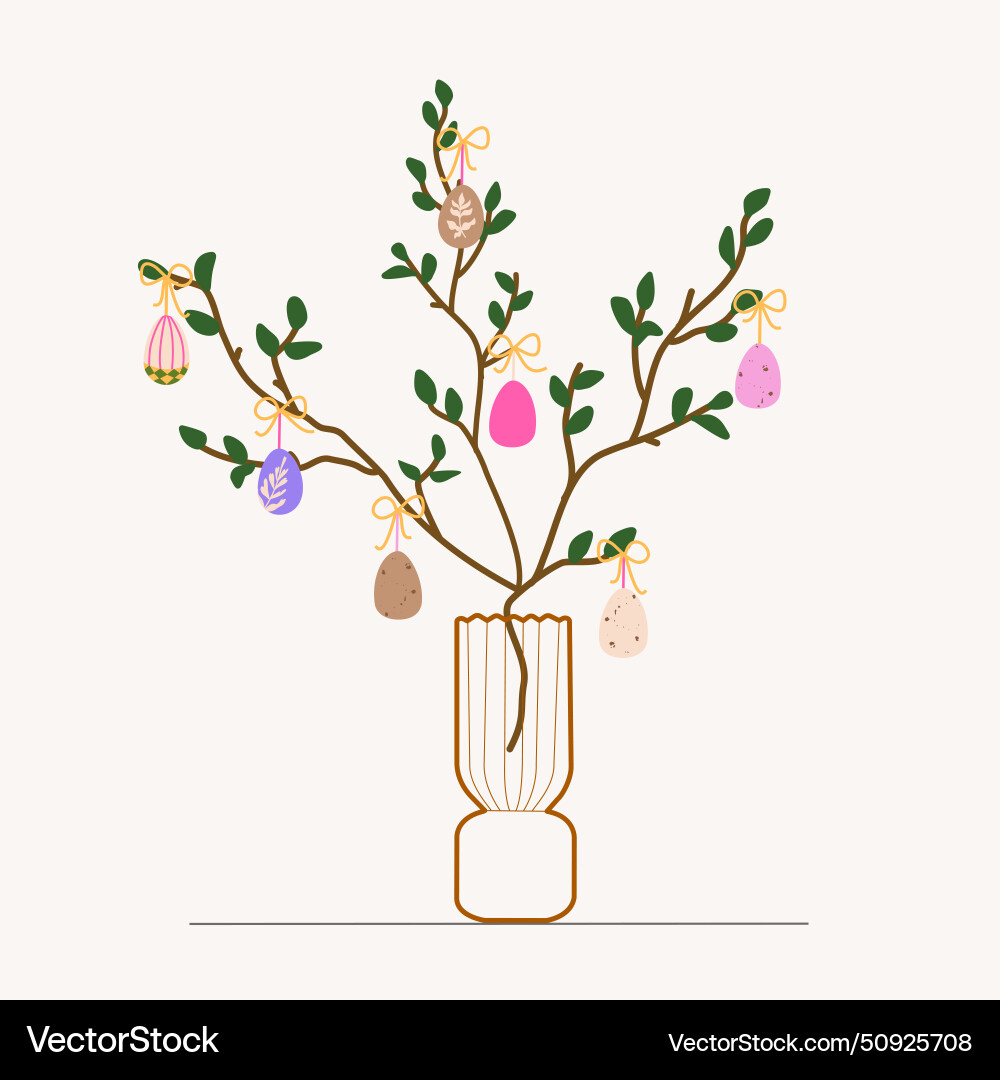 Easter egg tree - isolated spring centerpiece Vector Image