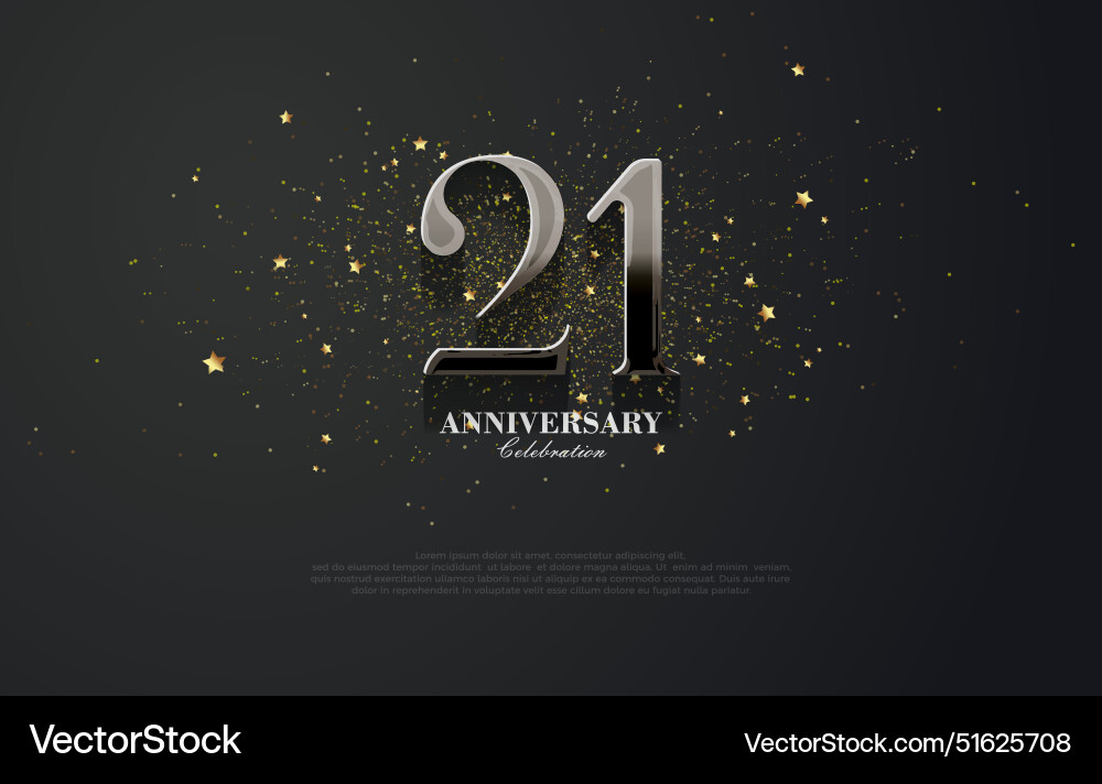Elegant 21st anniversary design with a shiny Vector Image