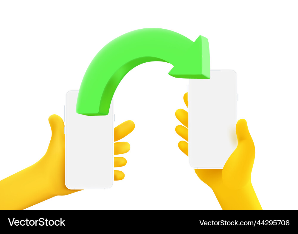 File transfer via mobile phone 3d Royalty Free Vector Image