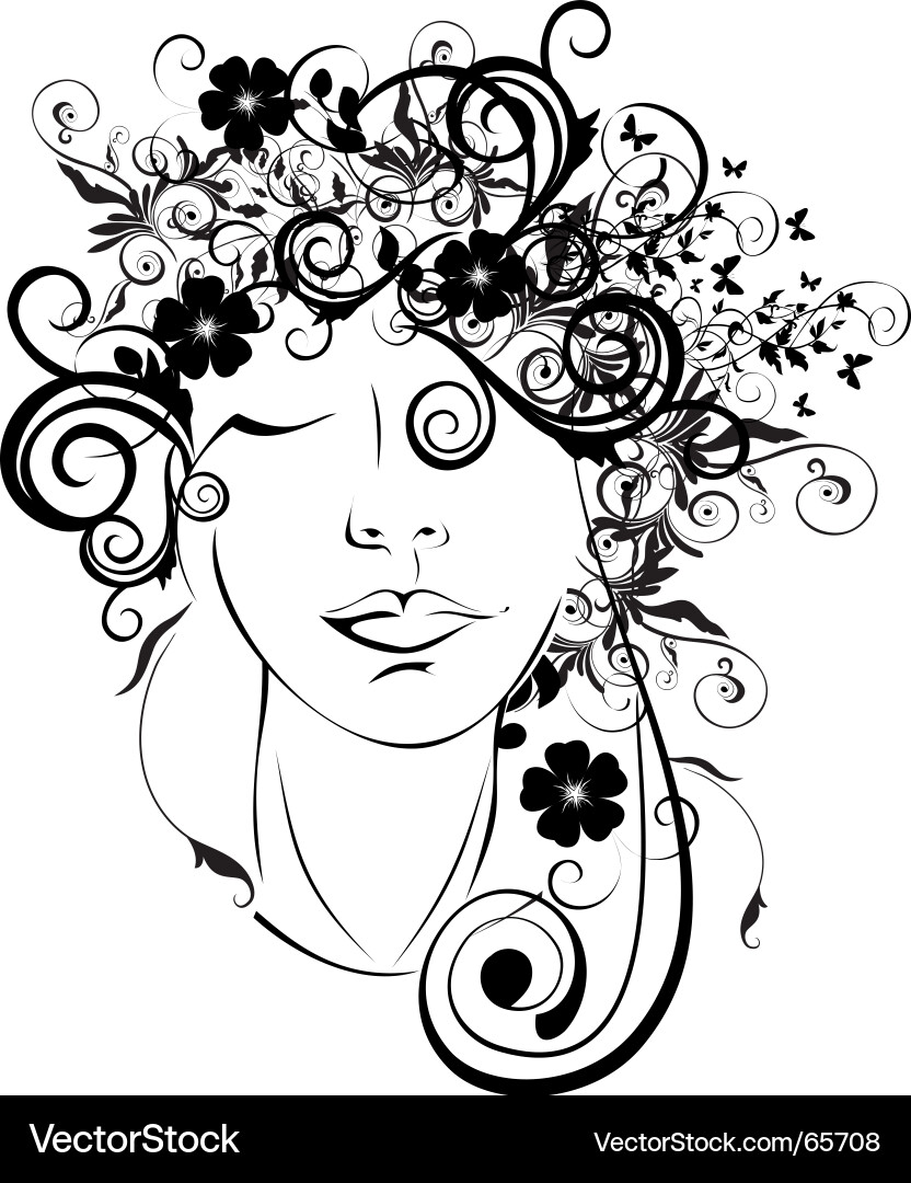 Floral girl Royalty Free Vector Image - VectorStock