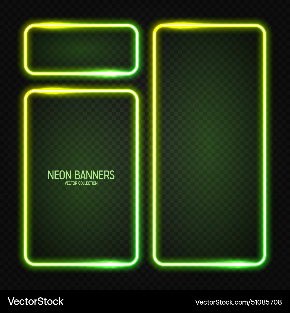 Glowing neon banners illuminated colorful square Vector Image