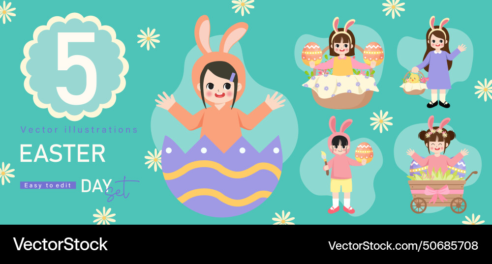 Happy easter set designs for spring holidays Vector Image