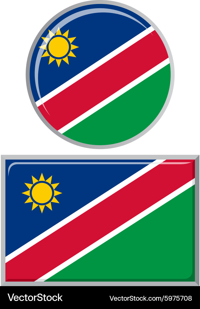 Namibian round and square icon flag Royalty Free Vector