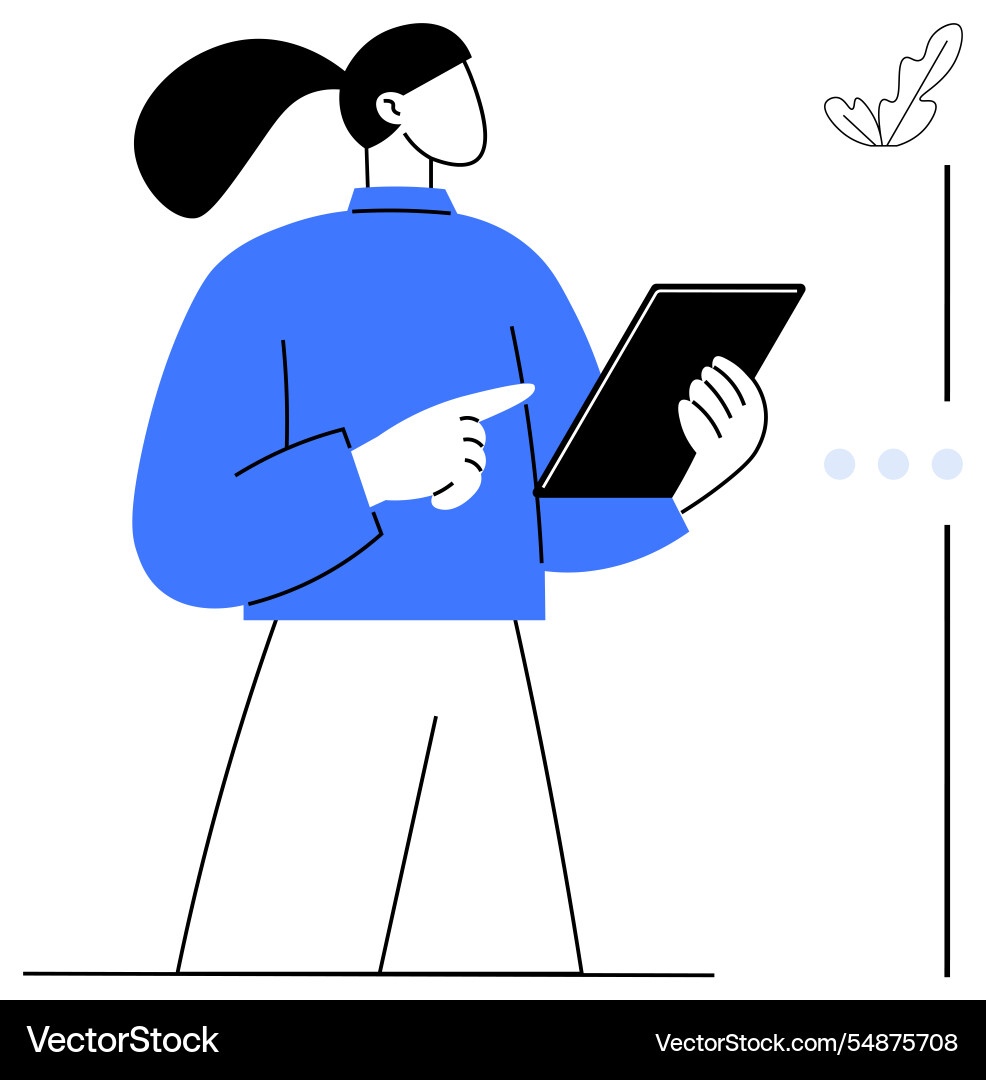 Person engaged with digital device pointing Vector Image