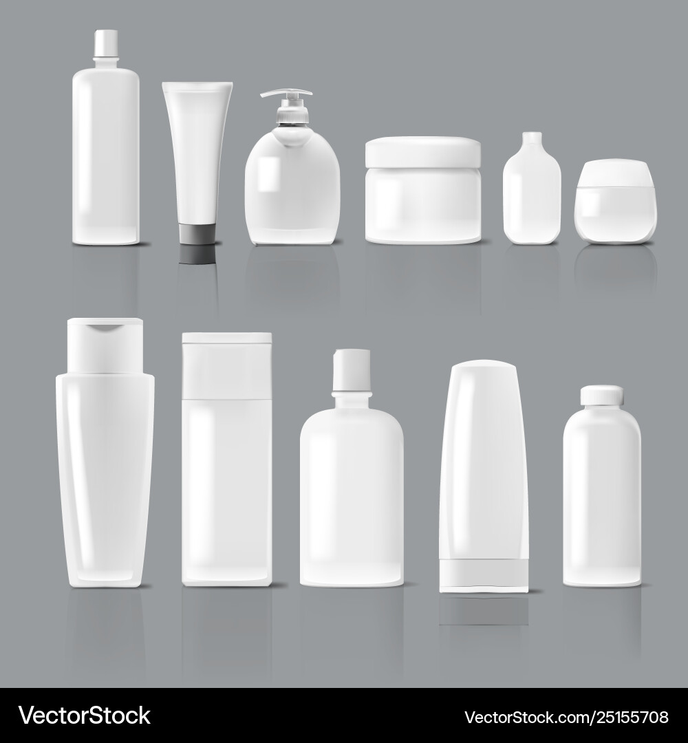 Set of cosmetic products package collection Vector Image
