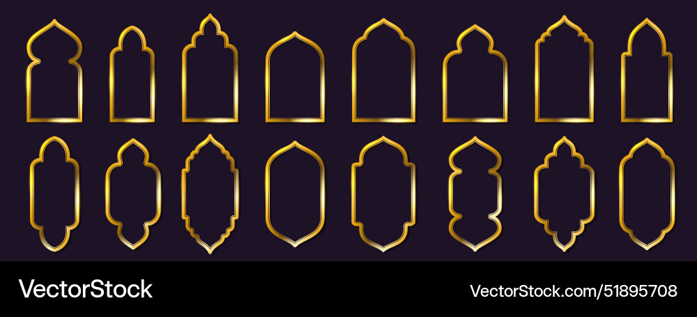 Simple golden arabic frames islamic architecture Vector Image