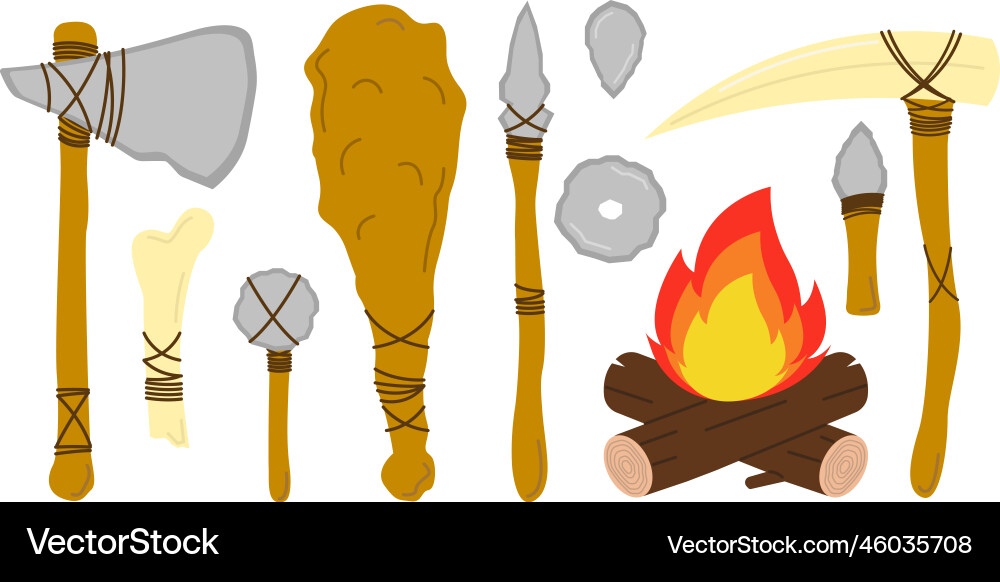 Tools and weapons of the stone age Royalty Free Vector Image