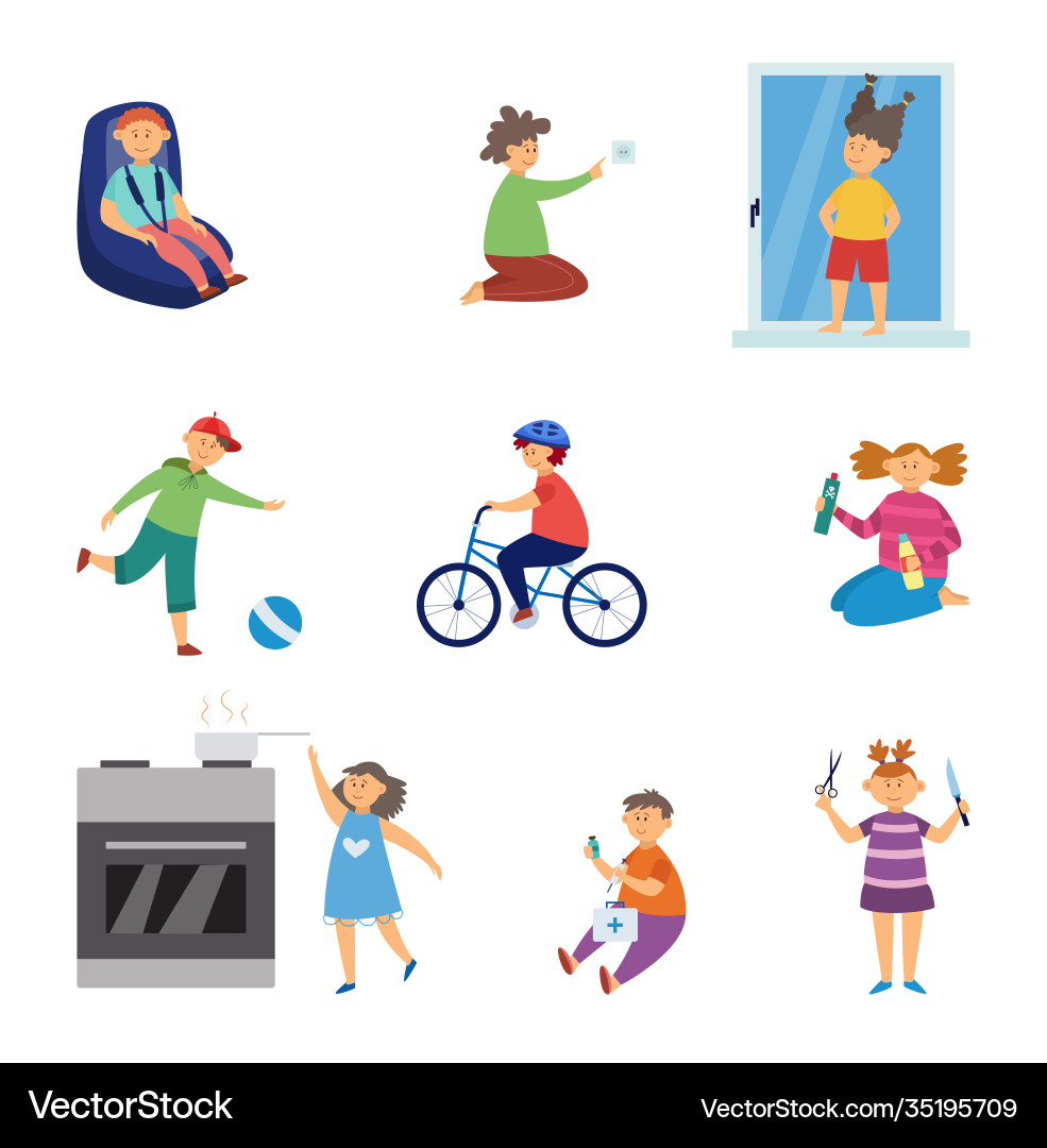 A set characters little kids Royalty Free Vector Image