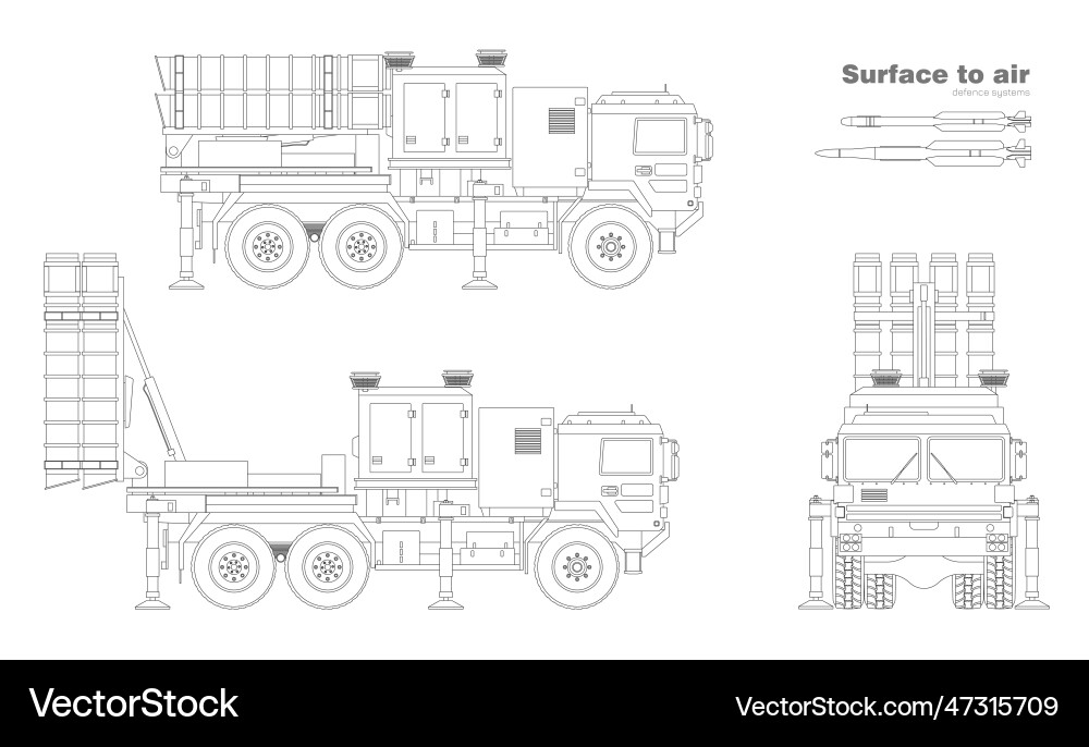 Air Defense Missile System Blueprint Royalty Free Vector