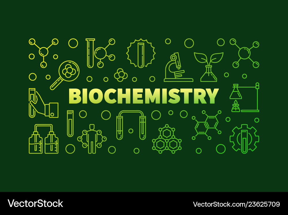 Biochemistry green outline banner Royalty Free Vector Image