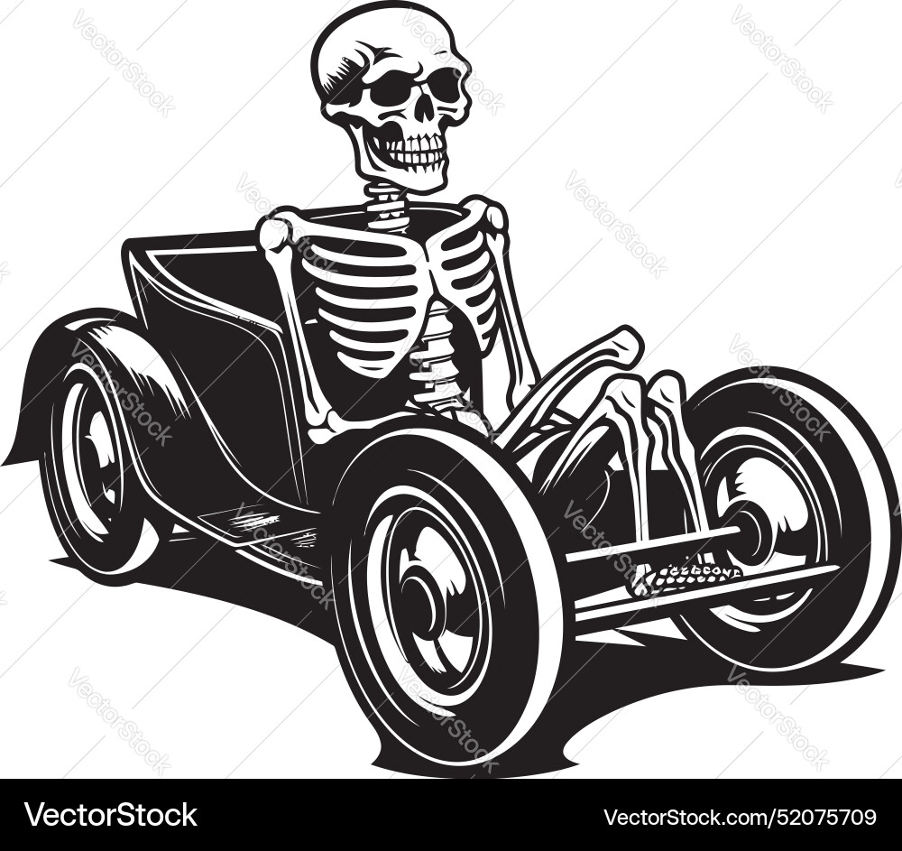 Bone cruiser skeleton driving car icon design Vector Image
