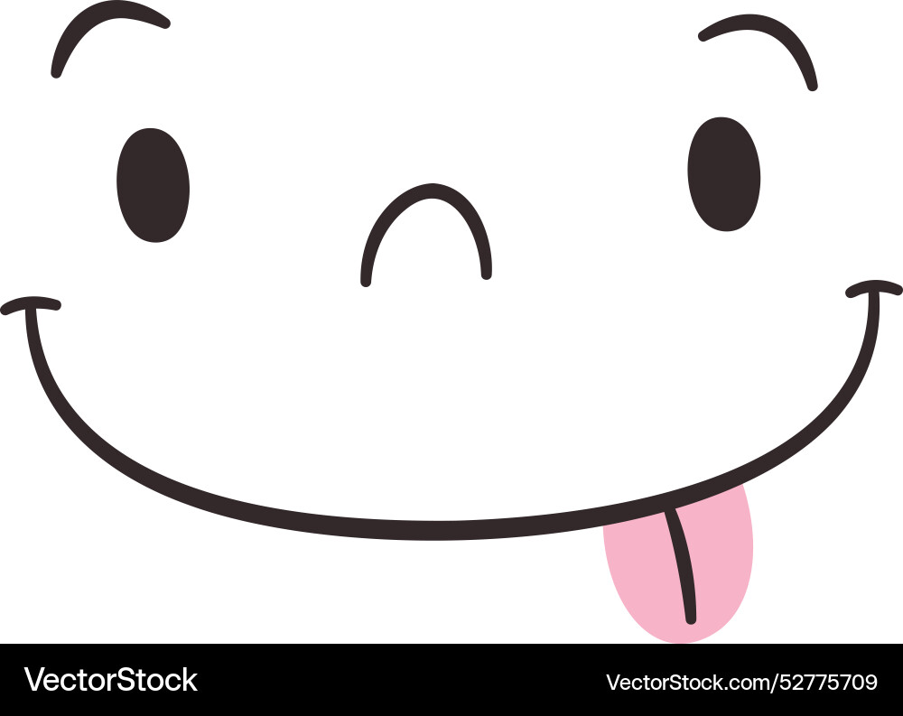 Cartoon face showing tongue Royalty Free Vector Image