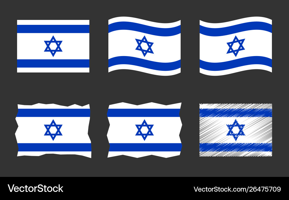 Israel flag set official Royalty Free Vector Image