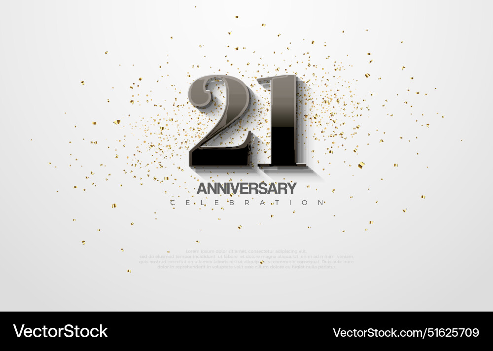 Number 21 in black reflects the light premium Vector Image