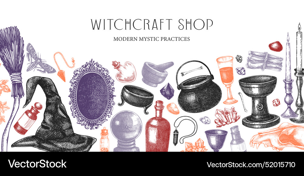Bohemian style witchcraft banner vintage Vector Image
