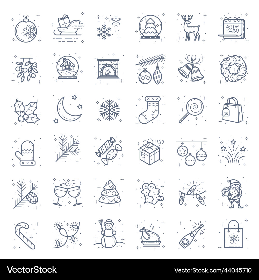 Christmas and new year icon set Royalty Free Vector Image