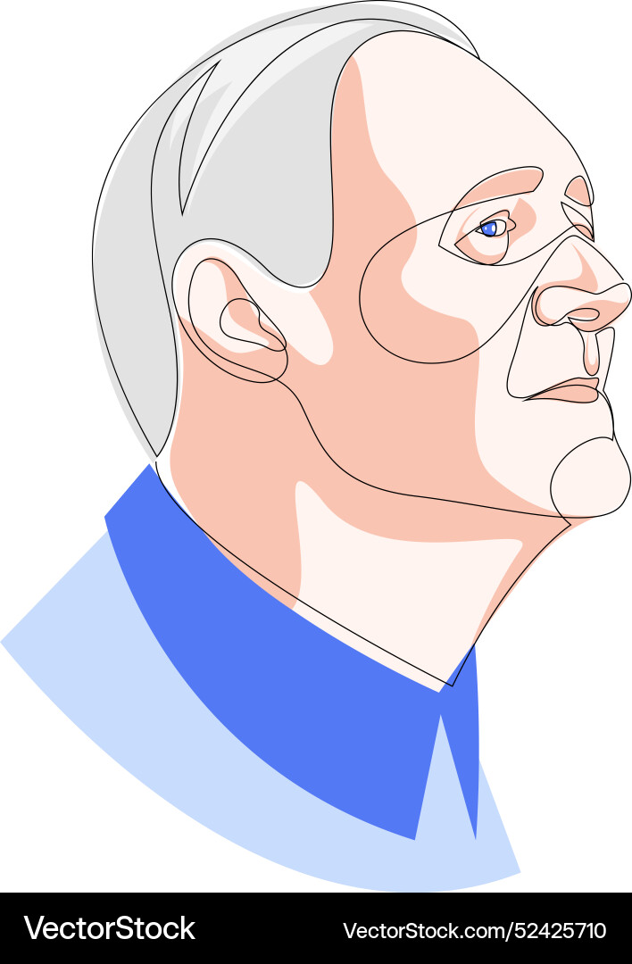 Colored continuous line drawing of senior man Vector Image