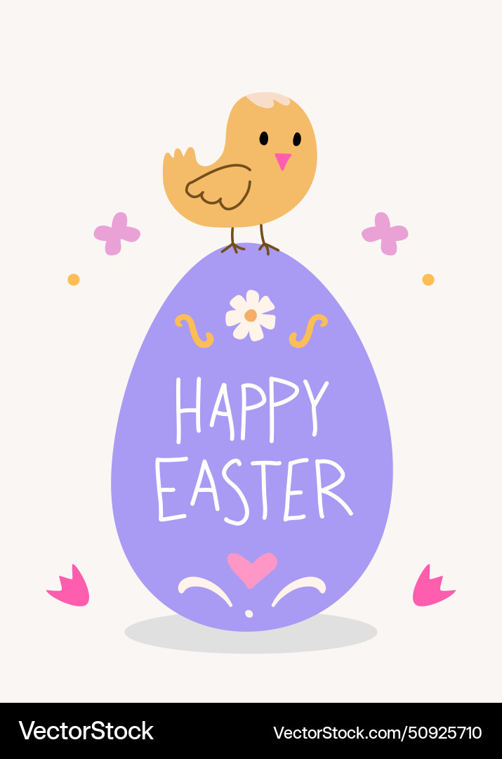 Happy easter cute card hand-drawn design Vector Image