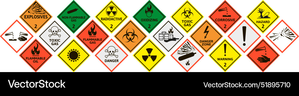 Hazard warning signs danger caution and safety Vector Image