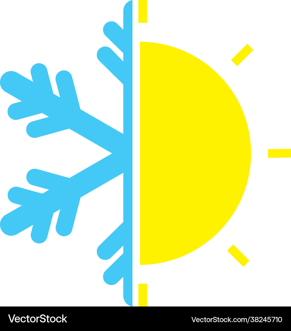 Snow and sun weather logo Royalty Free Vector Image