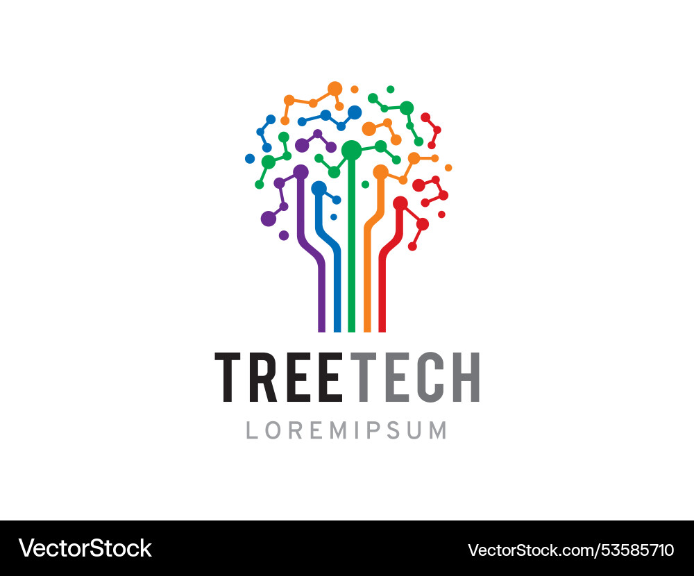 Tree tech logo symbol or icon template Royalty Free Vector