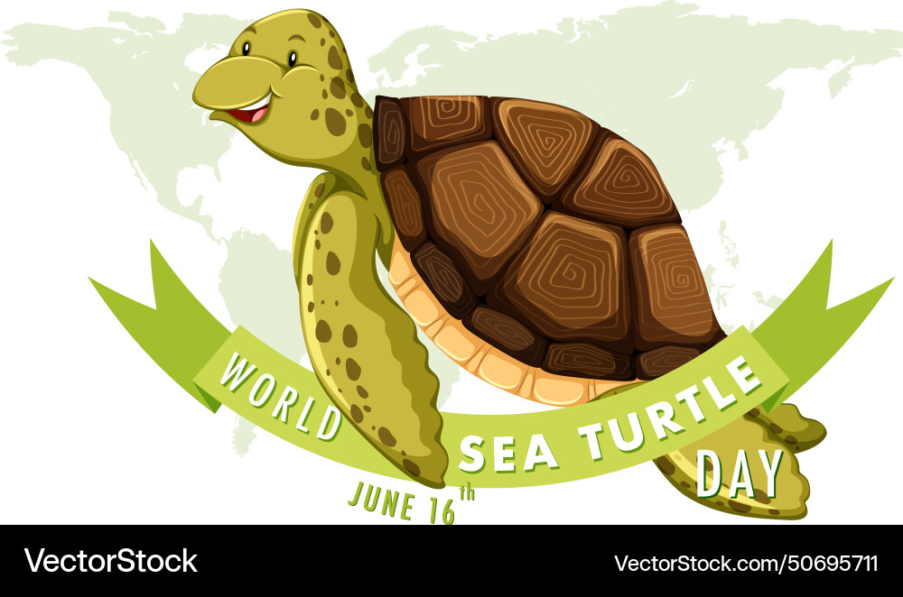 A sea turtle for global awareness day Royalty Free Vector