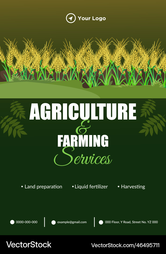 Agriculture and farming services flyer design Vector Image