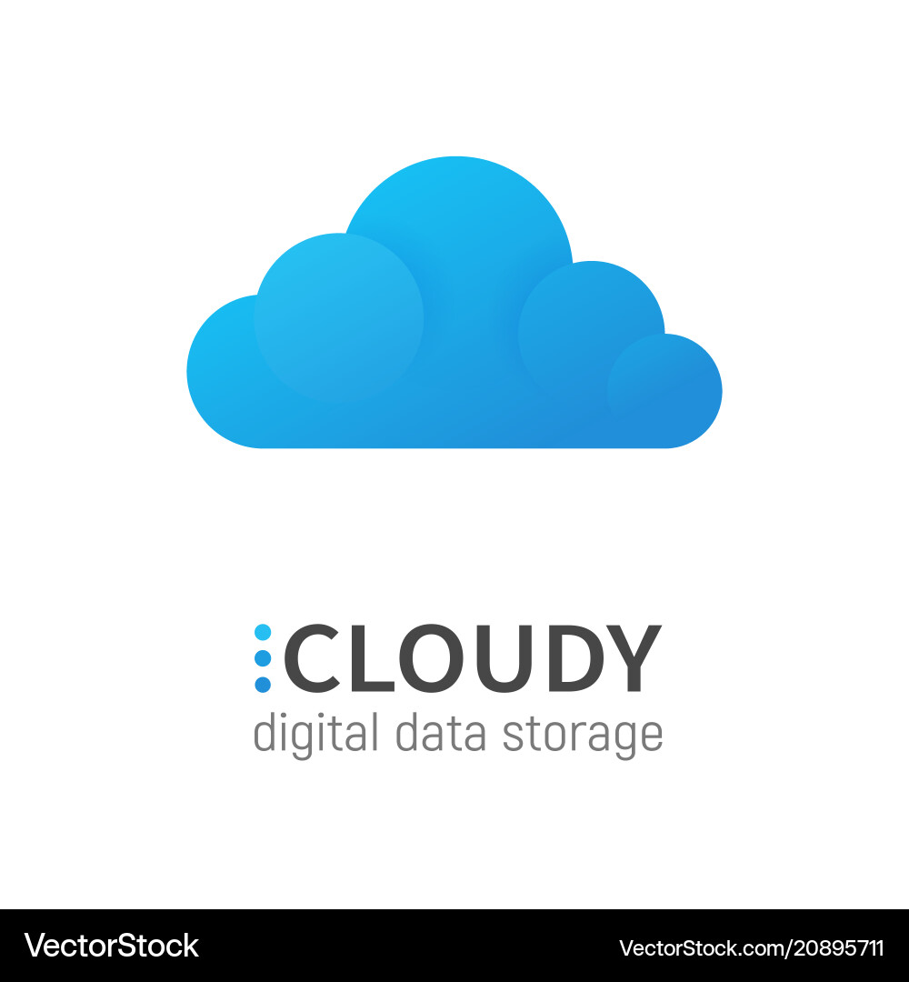 Blue cloud isolated data storage logotype Vector Image