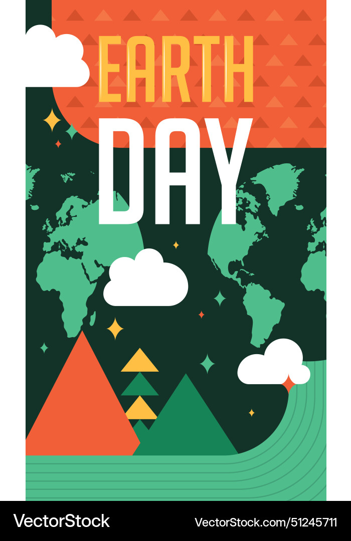 Geometric earth day card Royalty Free Vector Image