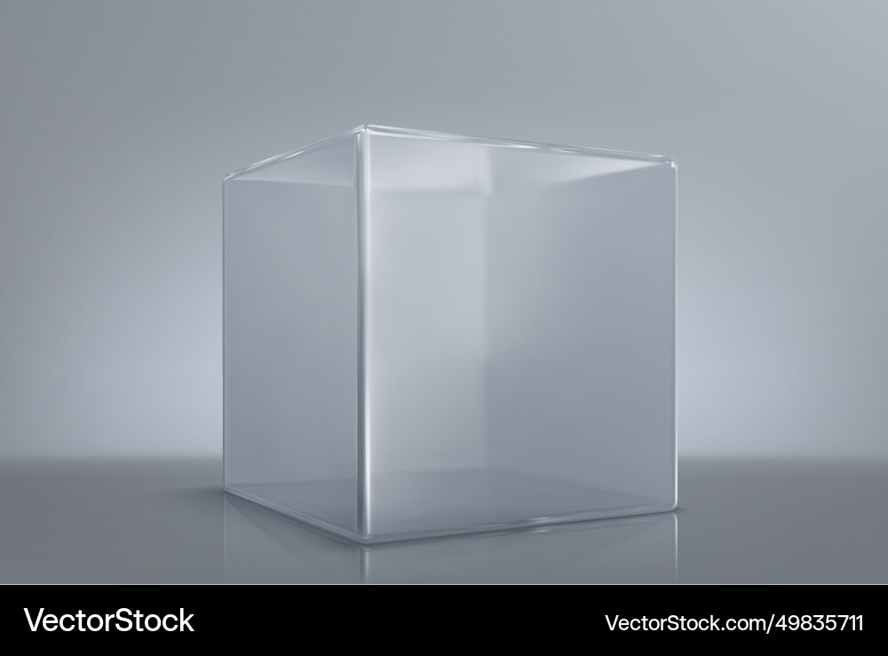 Glass cube transparent square box or exhibition Vector Image