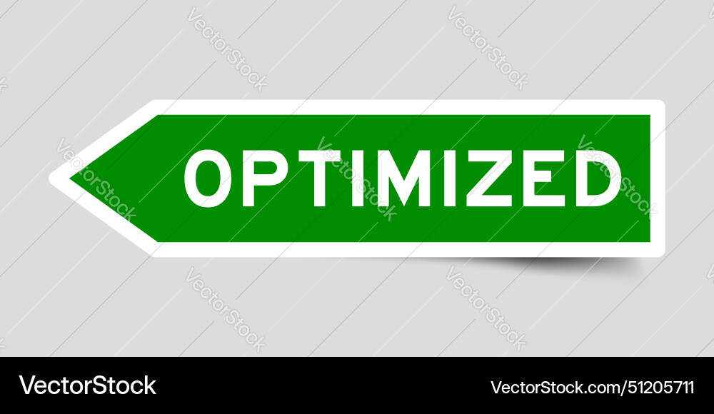 Green color arrow shape sticker label with word Vector Image