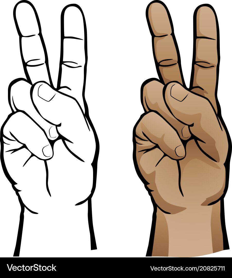 Hand peace sign Royalty Free Vector Image - VectorStock