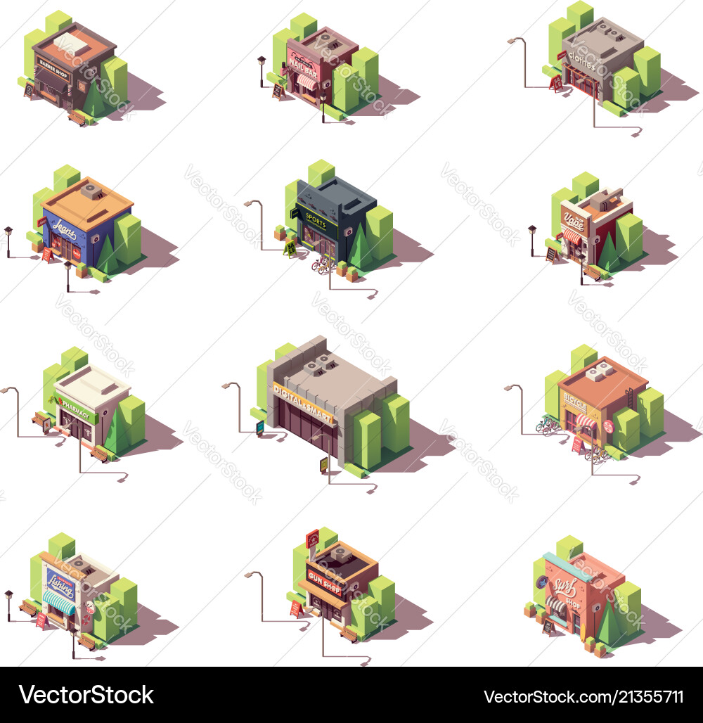 Isometric Shop Icon Set Royalty Free Vector Image