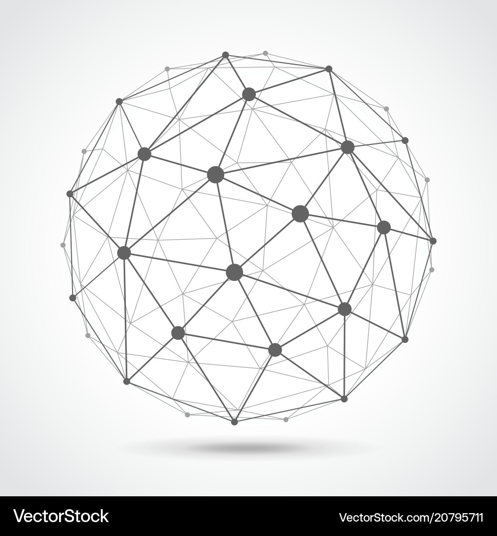Low poly sphere from dots and lines isolated Vector Image