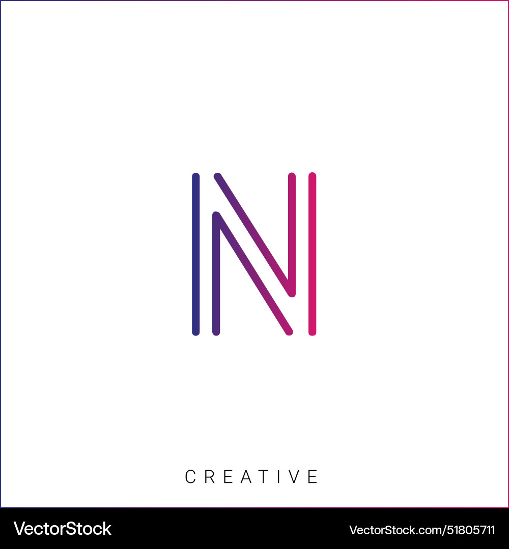 N creative latter logo design by custom branding Vector Image