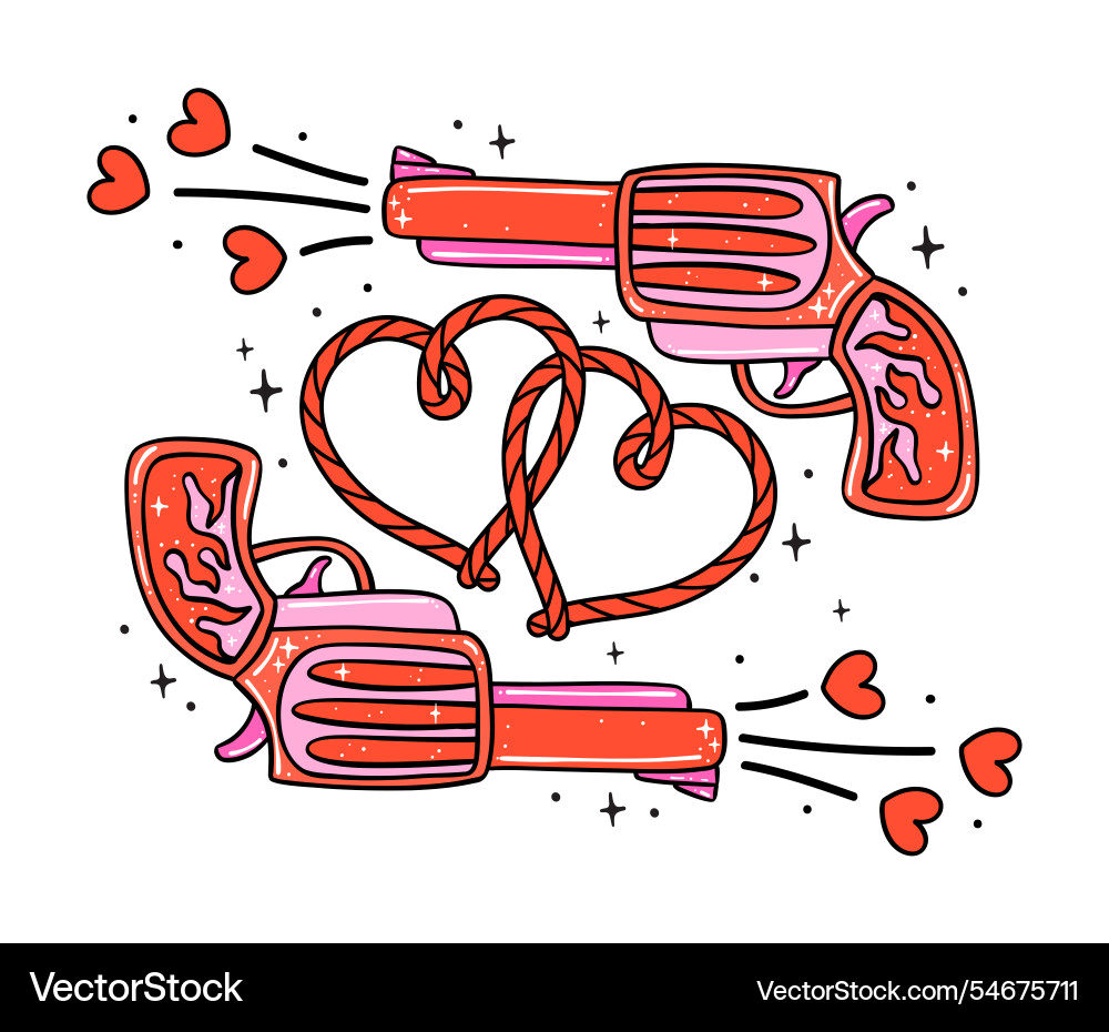 Retro Cowboy Valentine Guns Royalty Free Vector Image