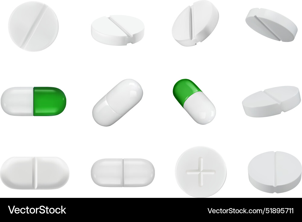 White medicine pills and capsules pharmaceutical Vector Image