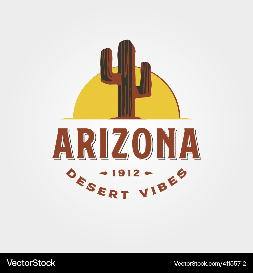 Arizona Sunset Cactus Logo Royalty Free Vector Image