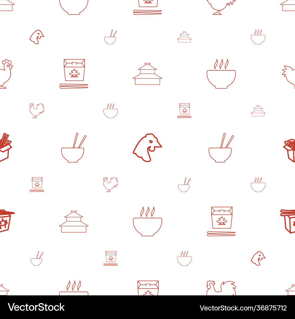 Chinese icons pattern seamless white background Vector Image