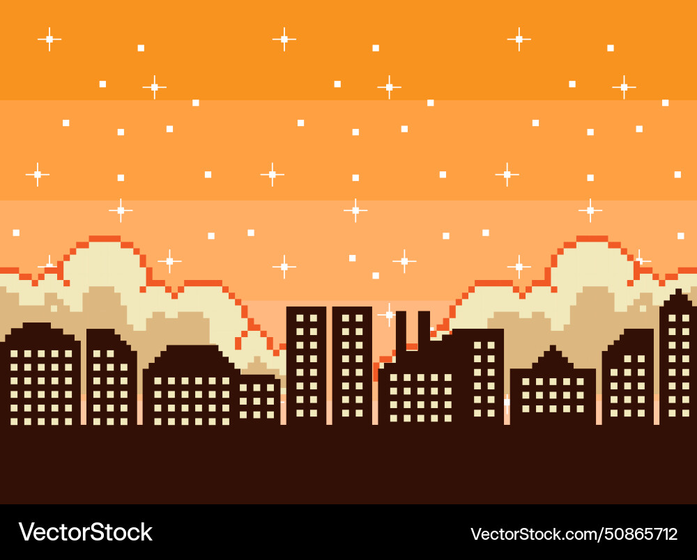 City sunset pixel background Royalty Free Vector Image