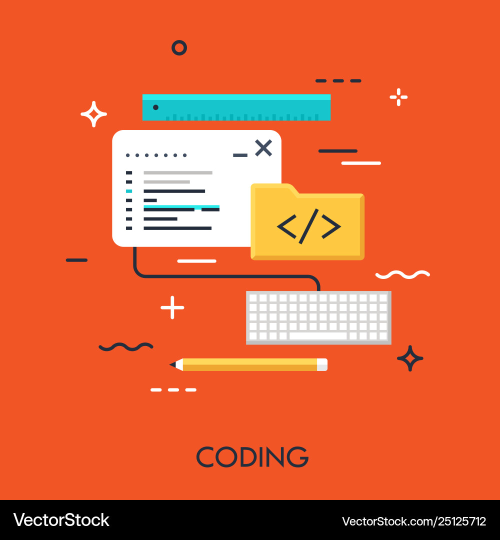 Coding flat concept Royalty Free Vector Image - VectorStock Coding flat concept Royalty Free Vector Image - VectorStock
