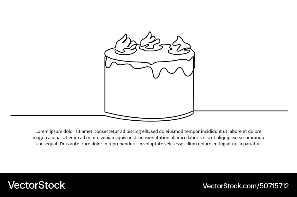 Continuous one line a birthday cake covered Vector Image